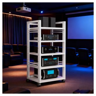 Generic 5-stufiges HiFi-Regal, AV-Media-Schrank Audio, Media HiFi Eckregal Mit H&ouml;henverstellbaren Holzregalen, CD-Regal Entertainment Stereo-Komponenten-Organ