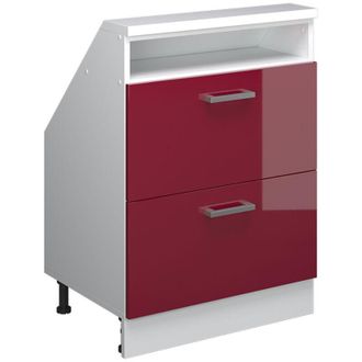 Vicco Dachschr&auml;genschrank Rion, Wei&szlig;/Bordeaux Hochglanz, mit 2 Schubladen, Vicco