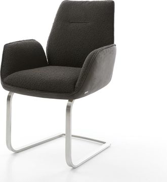 DELIFE Freischwinger Zoa-Flex Materialmix Schwarz Freischwinger flach Edelstahl Taschenfederkern, Esszimmerst&uuml;hle