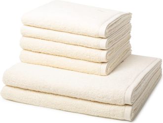 ROSS 6 teiliges Frottier-Set - Vita (4 X Handtuch 2 X Duschtuch im Set) - 520 g/m2 - Baumwolle - Walkfrottee - saugstark - weich und flauschig - Sand