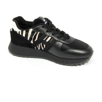 Hogan Leder-/Fur-Sneaker mit Cavallino-Eins&auml;tzen - - Shoes - Damen - Schwarzk - 37 EU