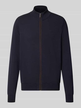 Bugatti Regular Fit Strickjacke aus reiner Baumwolle mit Label-Stitching