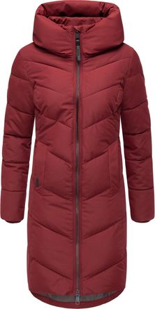Ragwear Damen Langer Wintermantel warmer Steppmantel mit Kapuze Natalin YOUMODO Wine Red Gr. L