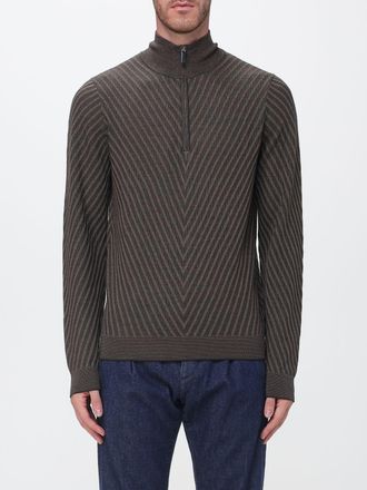 Emporio Armani Pull col roul&eacute; slim fit en laine vierge &agrave; motif chevron