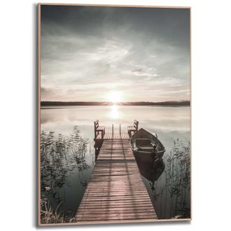 Reinders Gerahmtes Bild, Steg am See, Wohnzimmer, Bilder, Wanddeko, Room Decor, MDF, Blau, 70 x 50