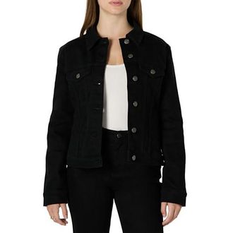 Amazon Essentials Veste de Camionneur en Jean Peu Extensible, Boutonn&eacute;e sur le Devant, Coupe Classique Femme, Noir, XL