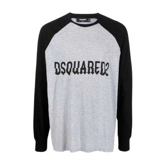 Dsquared2 Logo Sweatshirt - Grau/Schwarz - - Tops - Herren - Grau - XL