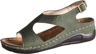 Generic Sandales compensées orthopédiques dété pour femme - Décontractées, confortables, simples, légères - Boucle latérale romaine - Bout ouvert - Pour la ma