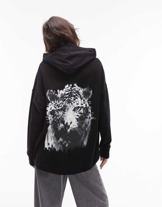 AllSaints Etie - Kapuzenpullover in Schwarz mit Logo