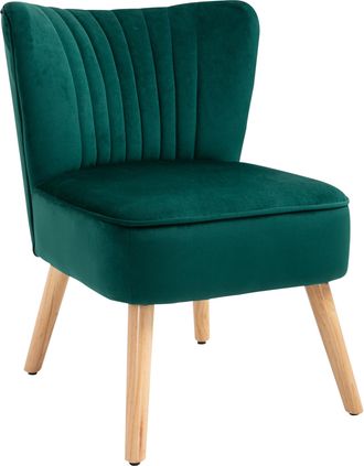 HOMCOM Akzent Chair, Gummiholz, Pappelholz, Polyester, gr&uuml;n, 57L x 68P x 76Acm