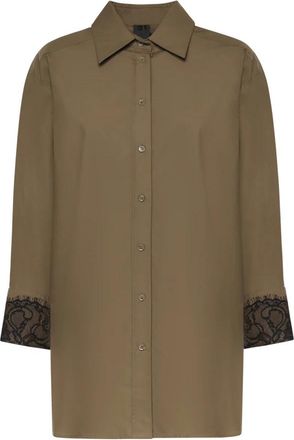 Pinko Pinko, Femme, Blouses et Chemises, Vert, Taille: 40 FR Torchiatura Camicia Popeline