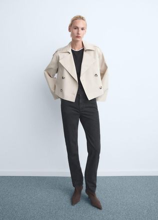 Mango Jean droit taille normale black denim - Femme - 34 - MANGO