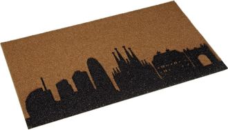 VERSA Barcelona Fußmatte, moderner Stil, 2 x 70 x 40 cm, Polyester, Braun mit schwarzen Details