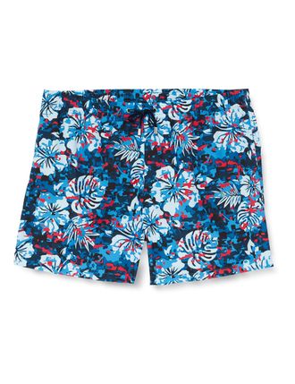 HOM KAJYY Herren Shorts Strand Boxer Trunks, Camouflage-Druck in Blau-Rot, Verschiedene Größen
