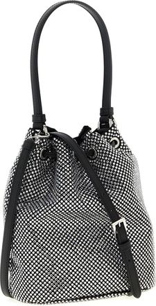 Prada Crystal Satin Bucket Bag - Black