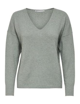 Only Only Onlrica Life L/S KNT Noos Pull &agrave; col en V pour Femme, Chinois Greendetail:w. Melange, L
