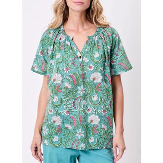 La Fianc&eacute;e Du M&eacute;kong Top imprim&eacute; coton col tunisien KLERVIA