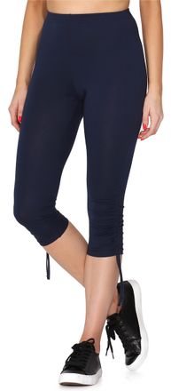 Merry Style Damen 3/4 Freizeithose mit Raffung Caprihose Sporthose aus Baumwolle MS10-380 (Marineblau, M)