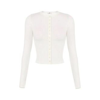 Elisabetta Franchi Leichte Jersey-Strickjacke - - Knitwear - Damen - Wei&szlig; - S