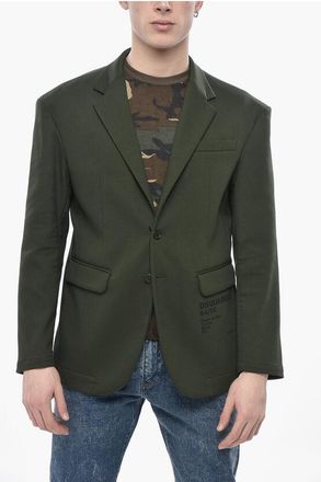 Dsquared2 Unlined Solid-Color Two-Button Blazer with Flap Pockets size 44