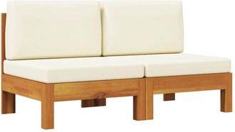 vidaXL Vidaxl - Canap&eacute; central 2 pcs en bois dacacia massif - Coussins &eacute;pais 10 cm - Dimensions 61 x 63 x 60 cm - Pour ext&eacute;rieur toute lann&eacute;e