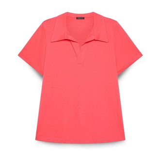Fiorella Rubino Baumwoll-T-Shirt mit Polokragen - - Tops - Damen - Rot - L