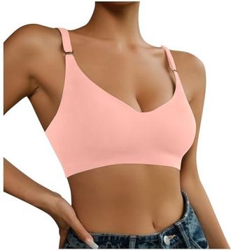 Generic Soutien-gorge pour femme sans couture 2026 - Dos sexy - Sous-v&ecirc;tements confortables sans bords, rouge past&egrave;que, S