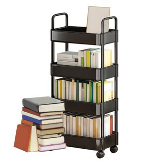 Generic Rollwagen-Organizer, Rollwagen mit Rollen, B&uuml;cherwagen mit Rollen, 3/4 Ebenen, rollender Organisationswagen mit Griff und R&auml;dern, multifunktionaler Au