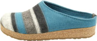 Haflinger Damen Hausschuh Pantoffel Wollfilz Grizzly Stripes 711049, Gr&ouml;&szlig;e:41 EU, Farbe:Grau