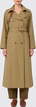 Max Mara Langer zweireihiger Trenchcoat aus Baumwoll-Gabardine mit G&uuml;rtel
