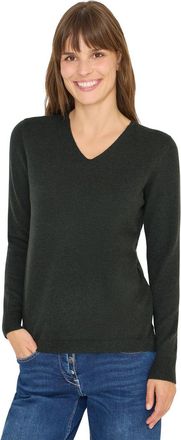 Cecil Damen 3016957 Kuscheliger V-Neck Pullover, Active Khaki Melange, XXL
