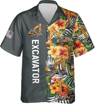 Keephen TangoDS Pelleteuse Chemise Hawaiienne Femmes Hommes Pelleteuse Impression 3D Manches Courtes Chemises &agrave; Boutons &Eacute;t&eacute; Chemise Aloha Plage