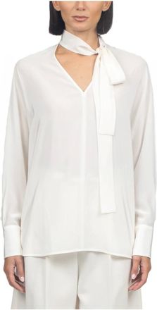 Max Mara Femme, Blouses et Chemises, Blanc, Taille: 44 FR Blouse en Cr&ecirc;pe de Chine de Soie