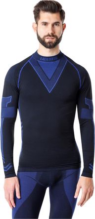 Ladeheid Thermounterw&auml;sche Herren Funktionsunterw&auml;sche Langarm Shirt Thermo Unterhemd LAGI001 (Schwarz/Marineblau, XXL)