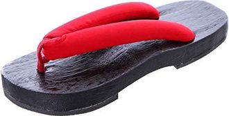 Kawaii-Story K-G-50-9 Sandales en bois japonais Geta pour femme Rouge/noir, Noir, 39 EU
