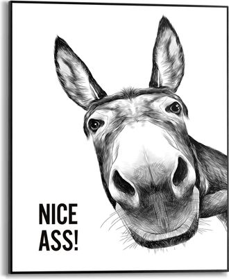 Reinders Gerahmtes Bild, Nice Ass, Schlafzimmer, Poster, Wanddeko, Room Decor, MDF, Schwarz-Wei&szlig;, 50 x 40cm