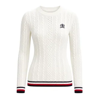 Tommy Jeans Femme, Pulls, Blanc, Taille: 36 FR Pulls &agrave; col rond