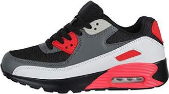 Elara Chaussures de Sport Hommes Baskets Chunkyrayan MEL0388 Schwarz-Rot-37