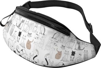Generic Multifunktionale Brustbeutel Katzen-Print H&uuml;fttasche Brustbeutel Lauftasche F&uuml;r Running Sport Outdoor 14X35Cm