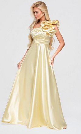 Ombre Abendkleid Damen Abendkleid Maxi mit asymmetrischem Ausschnitt Gelb M (kein Set, 1-tlg)