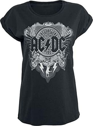 AC/DC Black Ice Femme T-Shirt Manches Courtes Noir 3XL 100% Coton Large