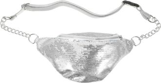 Tendycoco Bauchtasche Damen Pailletten Silber Umh&auml;ngetasche Glitzer H&uuml;fttasche Mit Rei&szlig;verschluss F&uuml;r Reisen Sport Outdoor Alltag