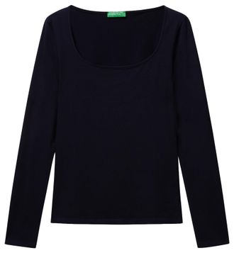 Benetton Damen M/L 3fjhd10aq T-Shirt, blau, Medium