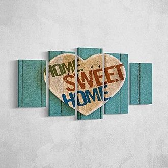 Homemania HM205PKNV-111, 5-teiliges Set mit Zitaten für Wohnzimmer, Schlafzimmer, Mehrfarbig, Polyester, Holz, 100 x 3 x 60 cm