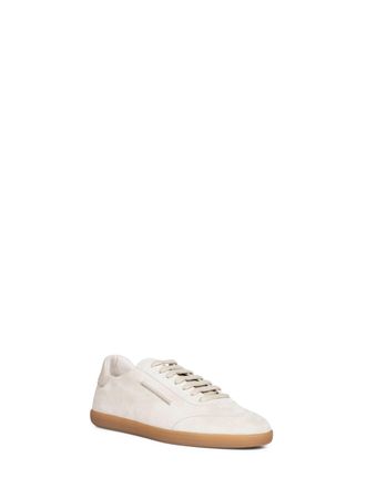 Ermenegildo Zegna Mens Low-Top Sneakers 232 White Suede Beige Calf Leather Trainers