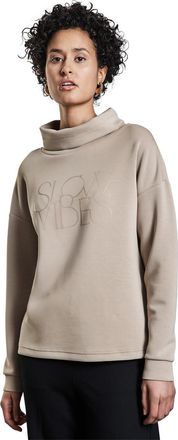 Street One Damen A322520 Silk-Look Shirt Mit Wording, Breezy Beige, 44 EU