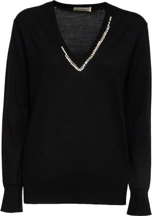 Dries Van Noten Femme, Pulls, Noir, Taille: 38 FR Maglia Scollo a V Manica Lunga