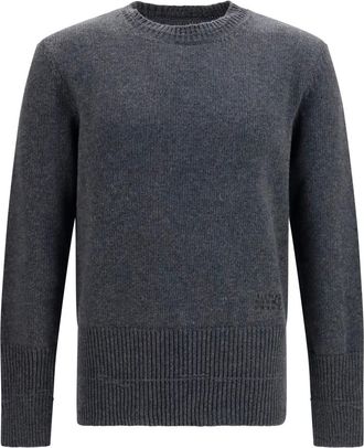 Maison Margiela Pull Col Rond en Laine - Homme - Pulls - Gris - Taille: M