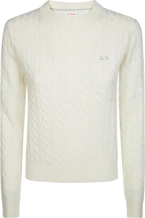 Sun 68 Rundhals-Pullover mit Zopfmuster - Nude