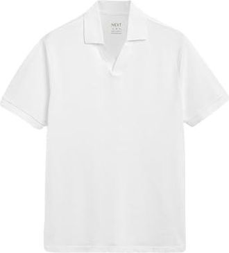 Next Homme Polo en piqu&eacute; &agrave; Manches Courtes avec col cubain Blanc 5XL